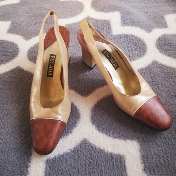 Escada | Shoes | Vintageescada2 Tone Slingbackblock Heels | Poshmark